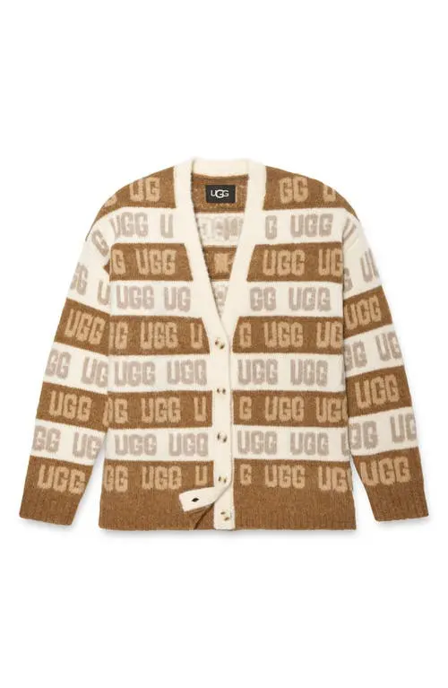Ugg Graphic Logo Cardigan In Chestnut Multi - 40% Off | Editorialist